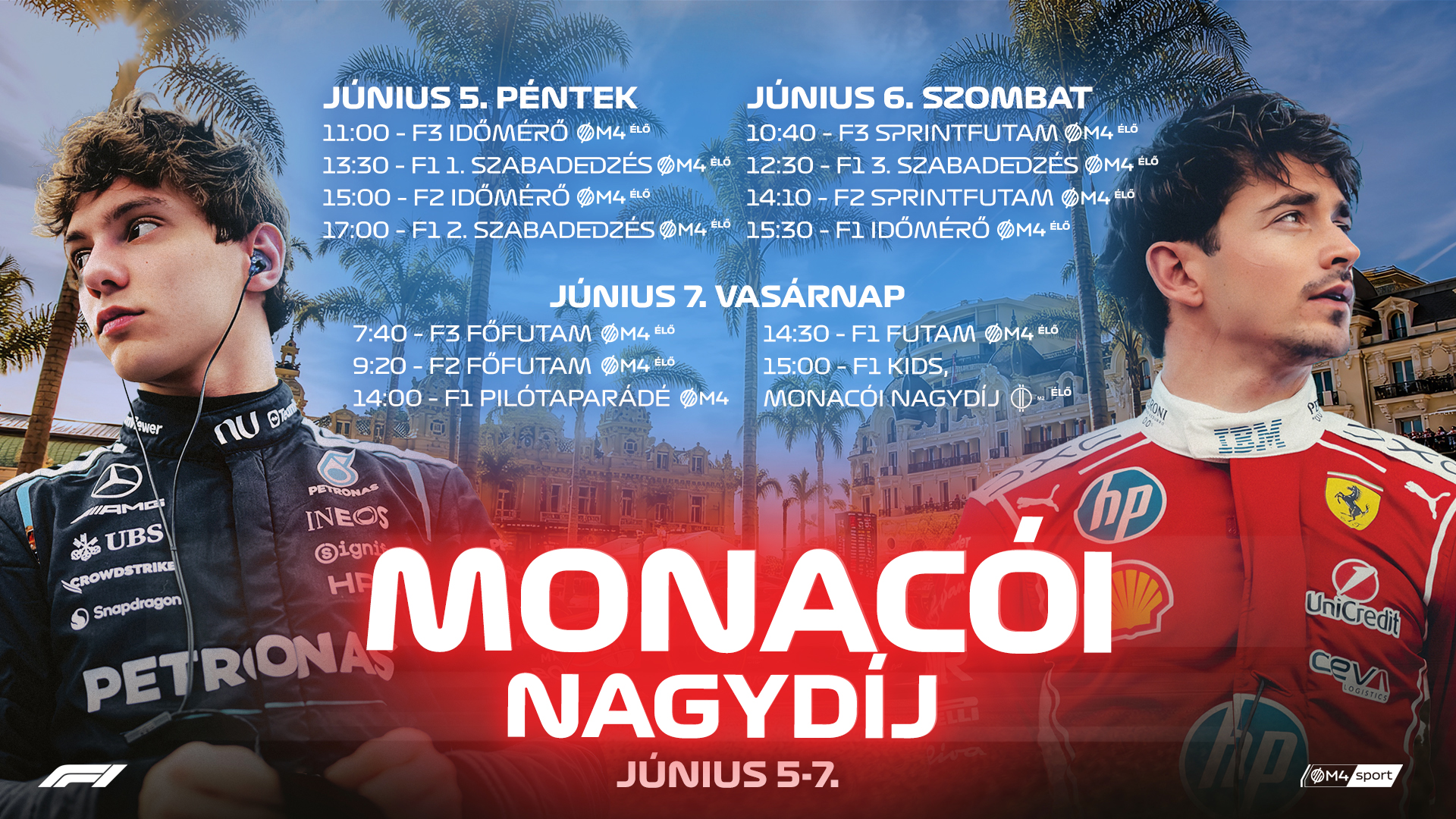 A Forma–1 Monacói Nagydíjat két csatornán is élőben közvetíti az MTVA ...